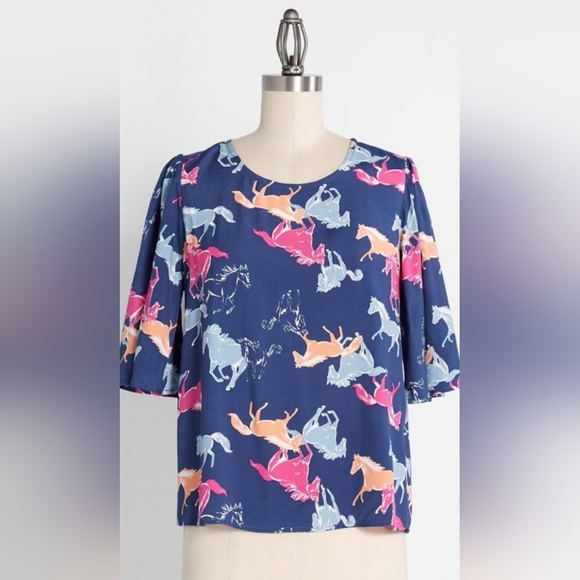 Modcloth | Tops | Modcloth 2x All The Pretty Horses Blouse | Poshmark